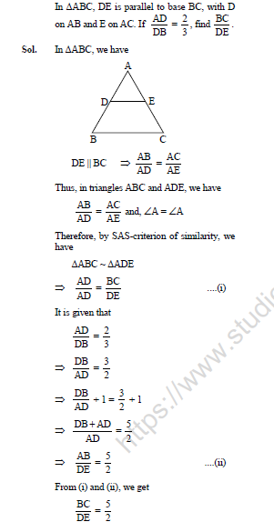 CBSE Class 10 Mathematics Triangles Worksheet Set G CBSE Class 10 Mathematics Triangles Worksheet Set G